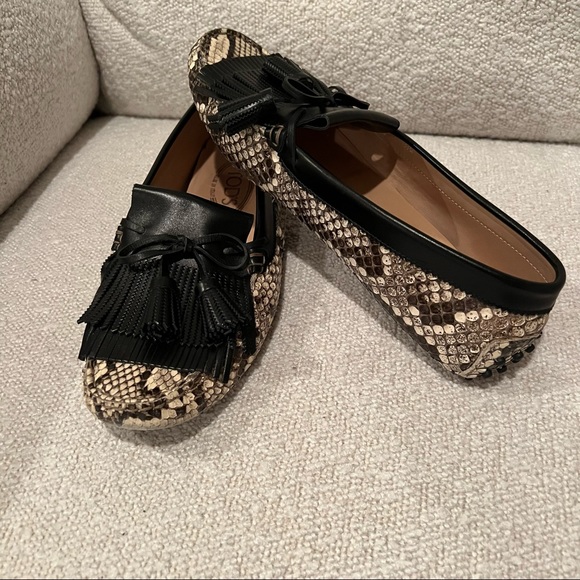Tod's | Shoes | Tods Tasseled Snakeeffect Leather Loafers | Poshmark